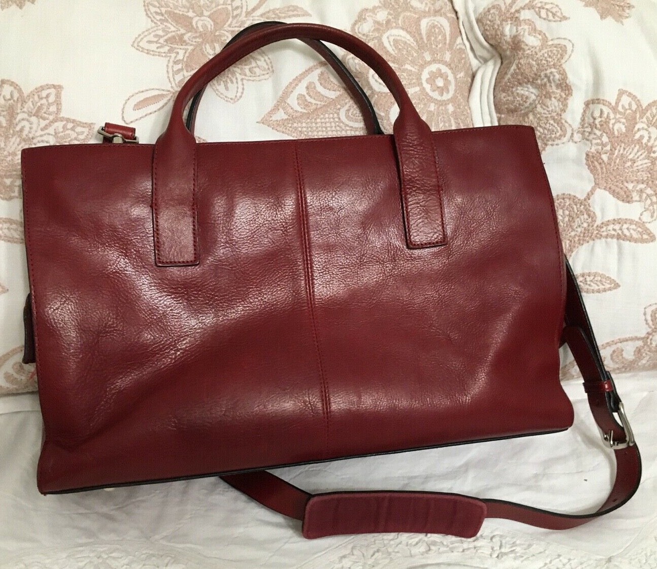 WILSONS Pelle Studio ITALIAN LEATHER Large RED LEATHER Briefbag Tote ...