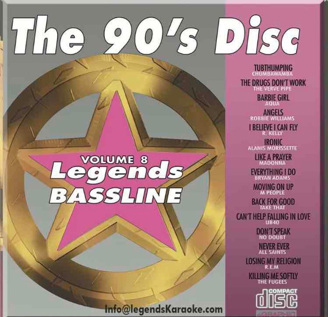 LEGENDS BASSLINE 90'S DISC KARAOKE CDG DISC #8 MUSIC SONGS cd CD+G ...