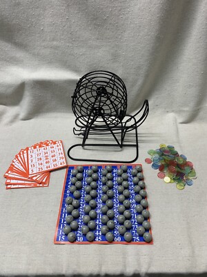 Deluxe BINGO Cage Set Metal w Rolling Random Ball Selector COMPLETE ...
