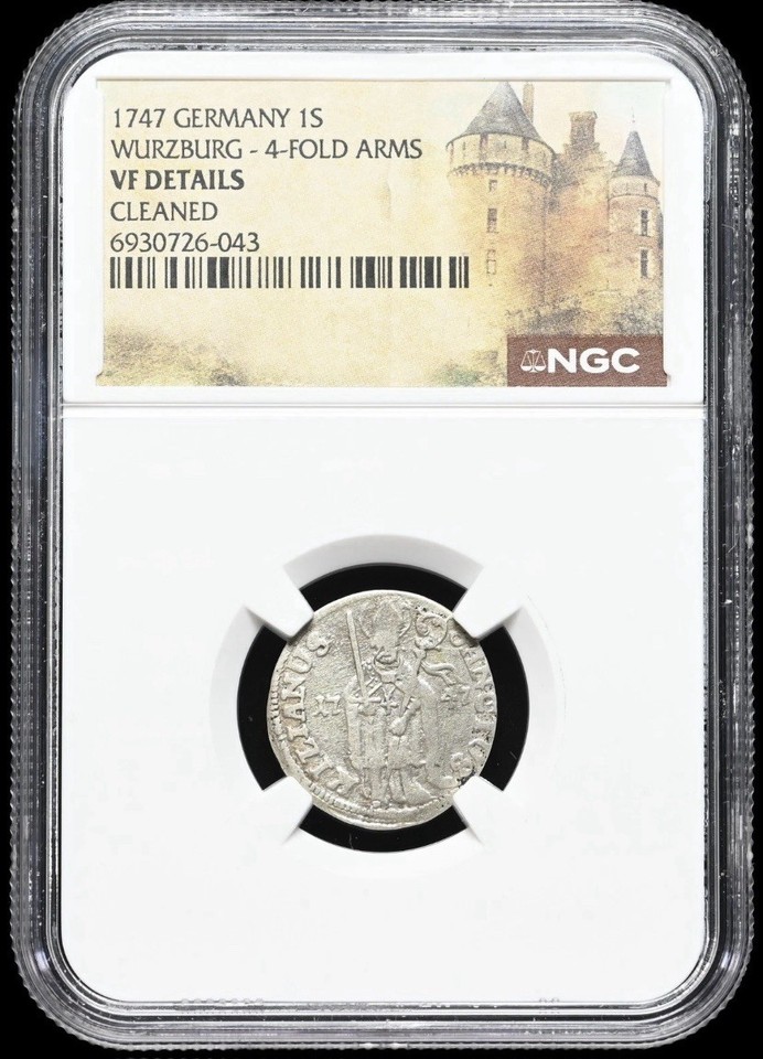GERMANY, 1747 AD Wurzburg. Silver Schilling 1S Medieval Bishop Rare ...
