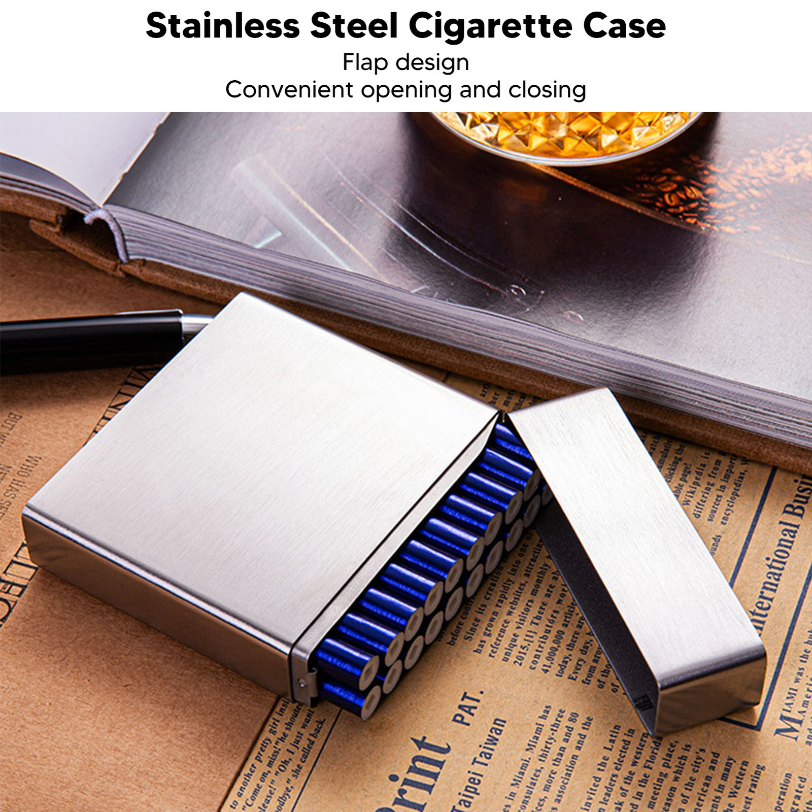 Stainless Steel Cigarette Case Holds 20 Count Cigarettes Portable ...