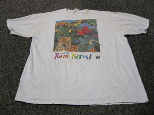 Vintage White Save the Rainforest World Wildlife Fund Graphic T-Shirt ...