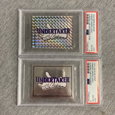 1993 Merlin WWF #23 The Undertaker Superstar Stickers Base & Foil PSA 4 ...