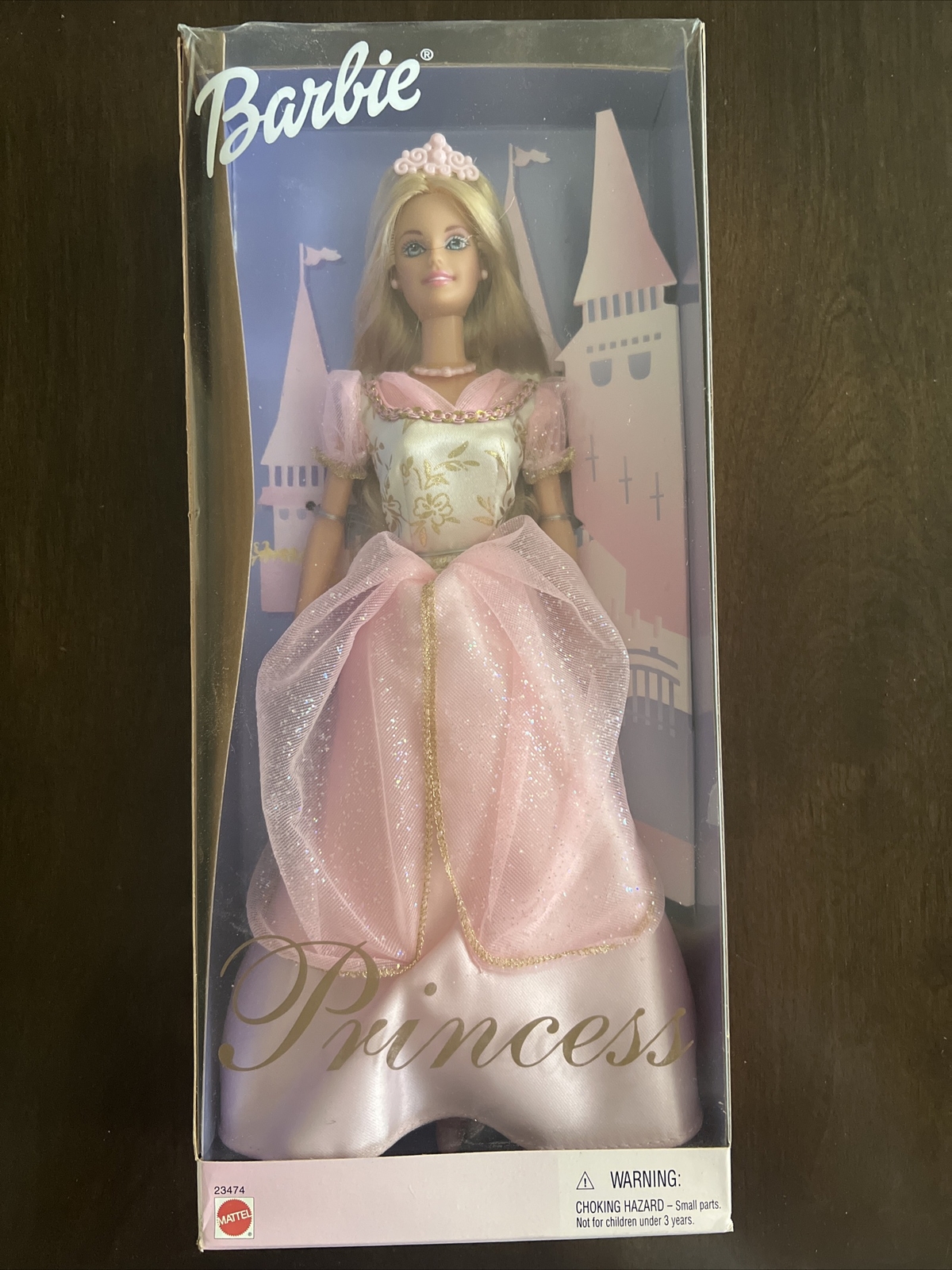 1996 Mattel Princess Barbie Doll Pink Gold Glitter Gown & Pink Crown ...