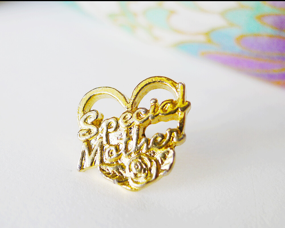 Special Mother Lapel Pin Gold Stone Metal w a Tiny Rose, Show Mom You ...
