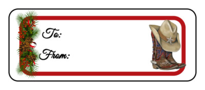30 Christmas Holiday gift tag labels stickers, cowboy, western, boots ...
