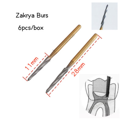 6Pcs Zekrya Burs Dental Helical Blade Cutting Bur Endodontic Remove ...