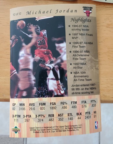 UPPER DECK Michesl Jordan 12 card set - New | eBay