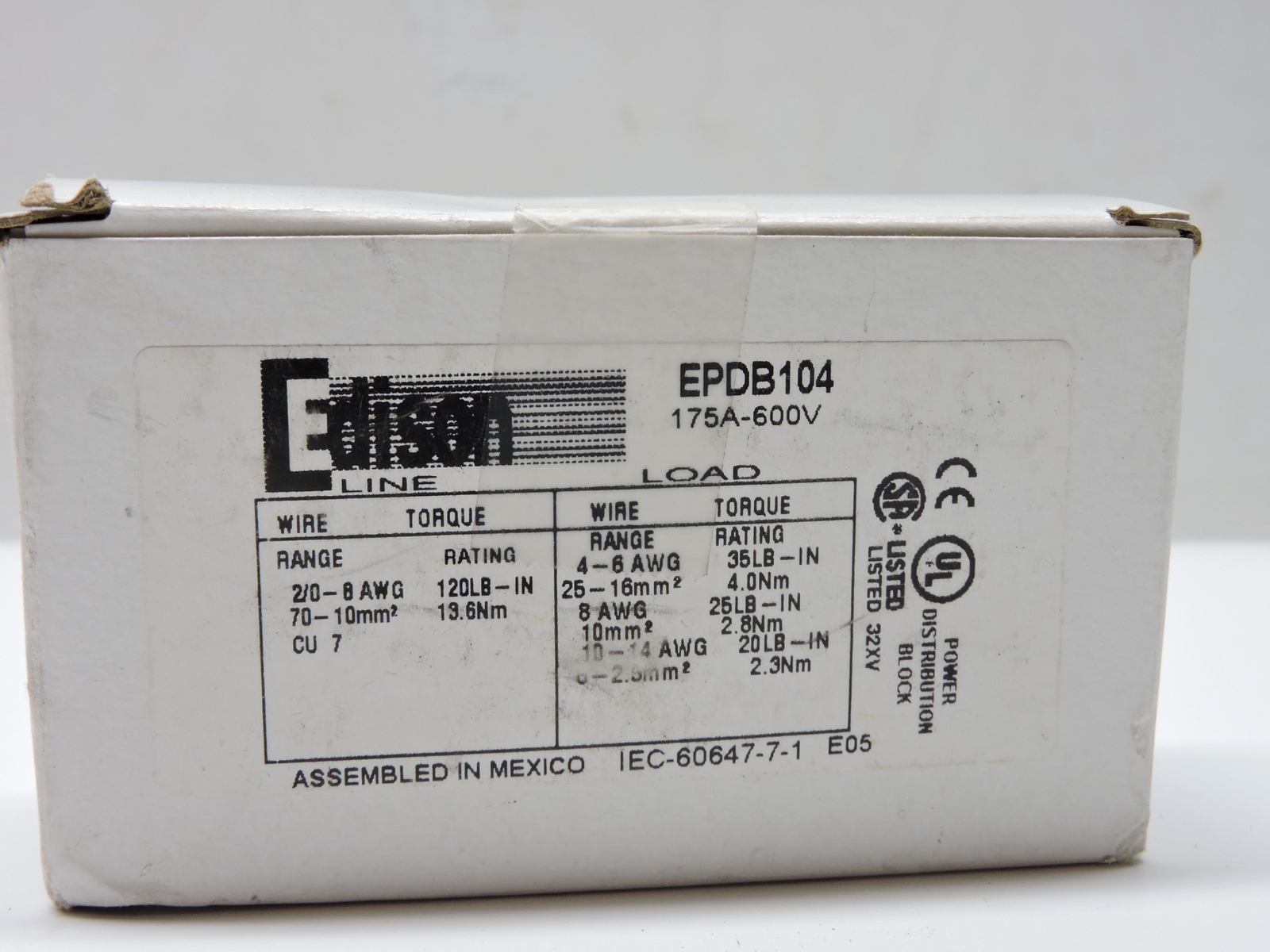 Edison EPDB104 Power Distribution Block 1 Line 4 Loads for sale online ...
