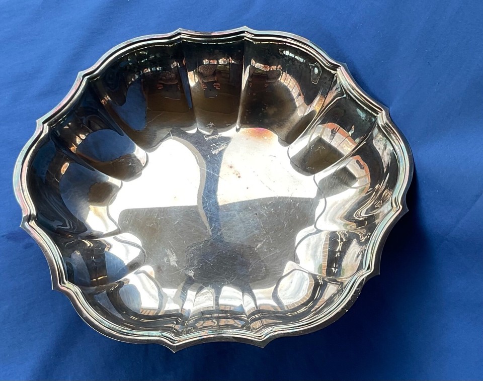 Oneida USA Silver Plate Serving Bowl Dish 10" across Vintage | eBay