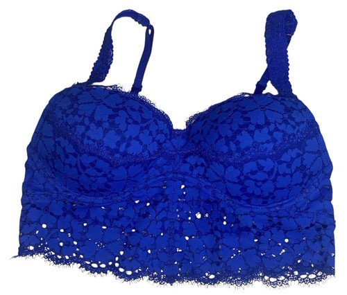 PINK Victorias Secret Size S Womens Royal Blue Underwire Lined Push-Up ...