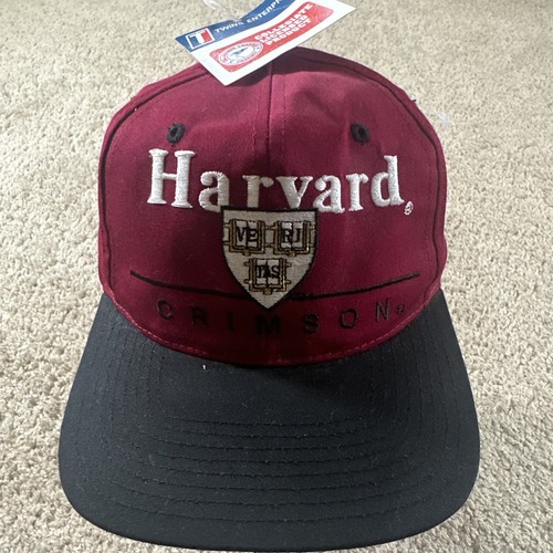 VTG Harvard Crimson Hat Cap Adult Burgundy Snapback Adjustable Twins ...