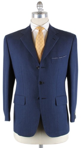 New $3600 Luigi Borrelli Navy Blue Suit 44/54 | eBay