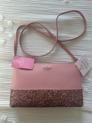 Kate Spade Greta Court Ramey Glitter Crossbody Bag Dusty Peony | eBay