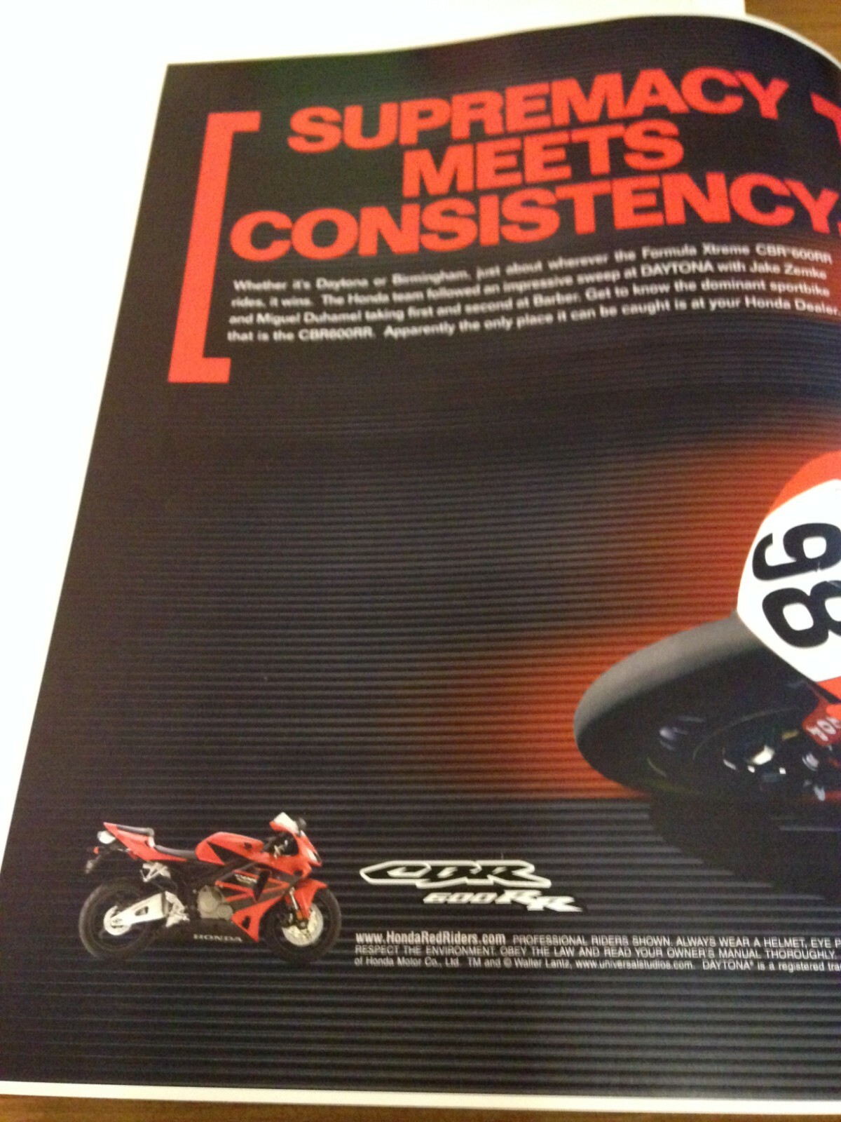 Honda Racing poster CBR600RR Barber Zemke First Duhamel Second | eBay