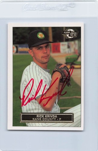 1992/93 Fleer Excel #124 Rick Krivda Kane County Cougars Signed Auto ...