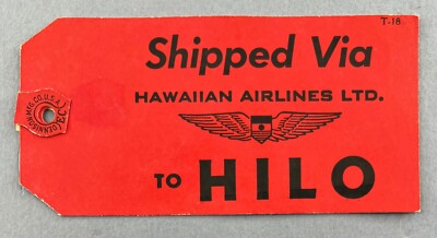HAWAIIAN AIRLINES HILO VINTAGE BAG TAG LUGGAGE BAGGAGE LABEL CARGO | eBay