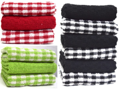 15x Terry Pure Cotton Tea Towels Set Kitchen Cleaning Dish Cloths Quick ...