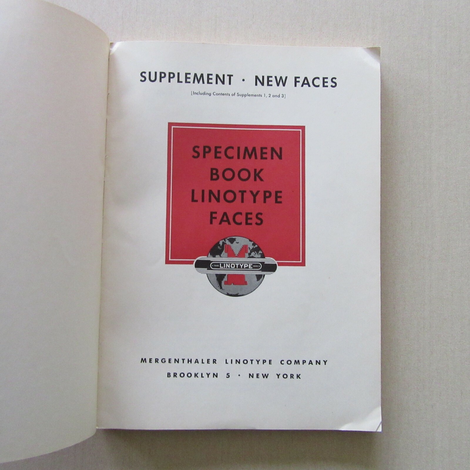 Linotype Specimen Book Supplement of New Faces - Mergenthaler Linotype ...