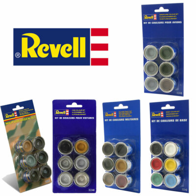 REVELL Colour Set 6x14ml Enamel Paints - Military, Aircraft, Cars, Base ...