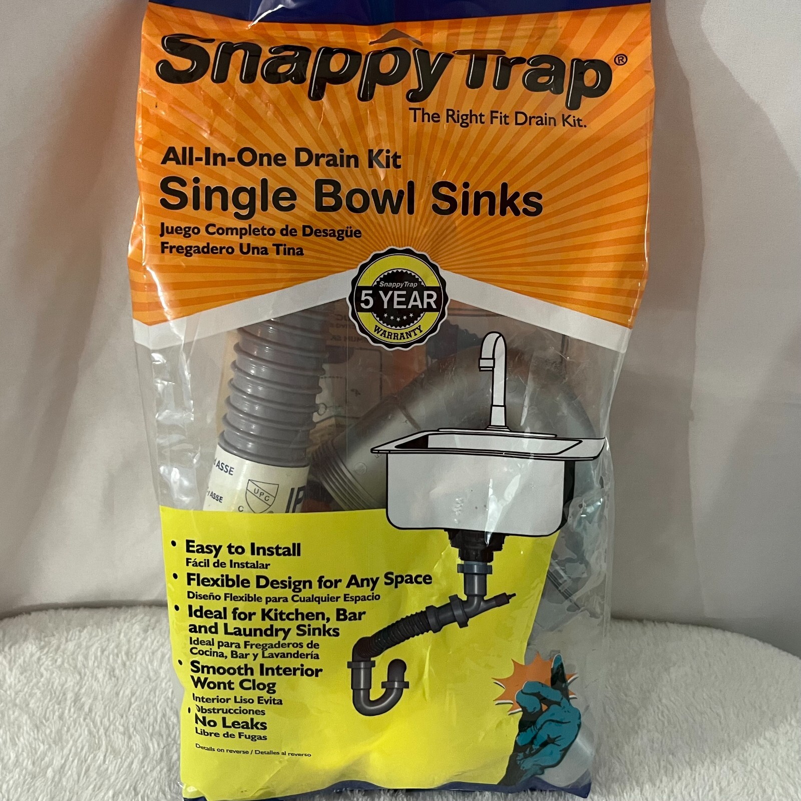 Snappy Trap 1 1/2" All-In-One Single Bowl PVC Sink Drain Fit Ki | eBay