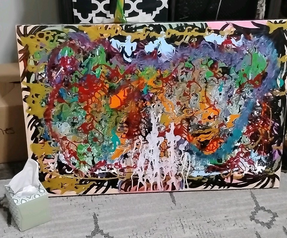 Abstract Art Painting on Canvas, Large, Unframed, Abstract Style Theme ...