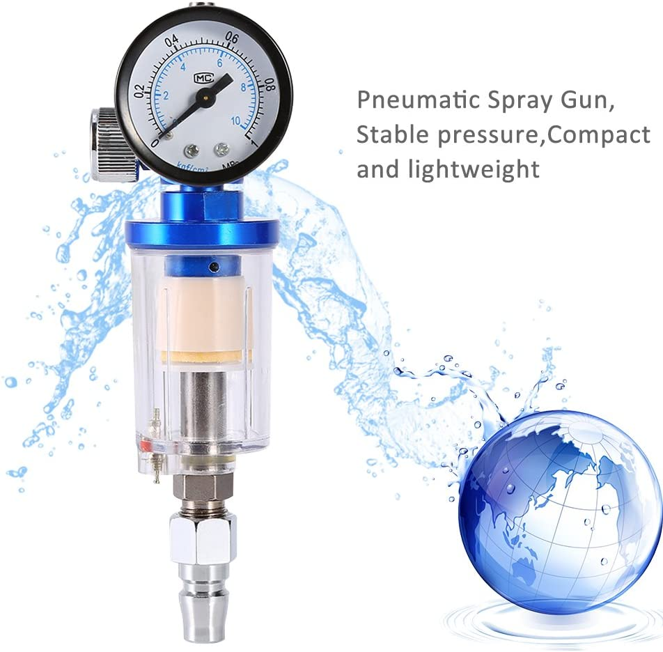 Pneumatic Spray Air Pressure Regulator Gauge+ In-Line Oil Water Trap ...