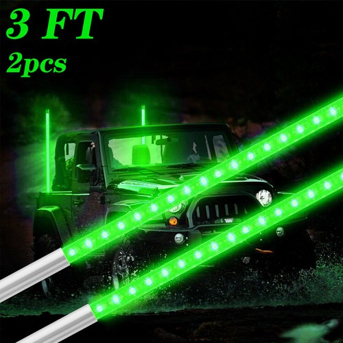 2 Pack Led Whip Light Lighted Whips for UTV GREEN Color Led CB Antenna ...