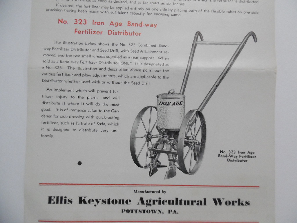 c.1940 Iron Age Band-Way Fertilizer Spreader Catalog Sheet Ellis ...