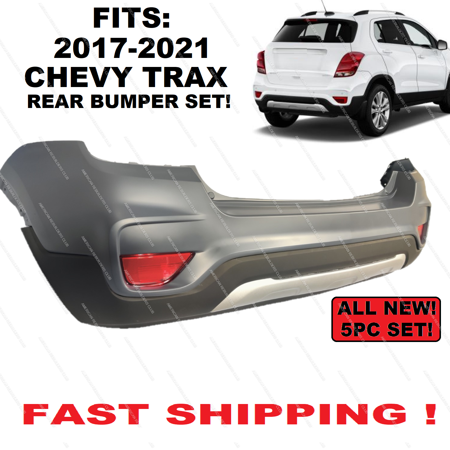 FITS: 2017 2018 2019 2020 2021 chevrolet CHEVY TRAX REAR BUMPER SET ...