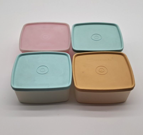 Set of 4 Vintage Tupperware Square Freezer Food Storage Containers #311 ...