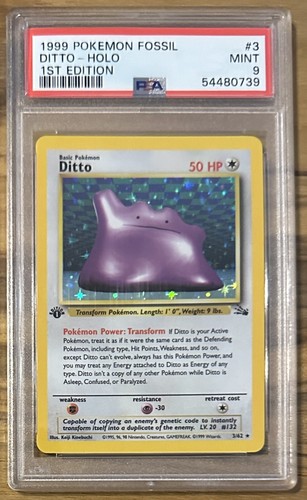 1999 Pokemon Fossil 1st Edition Ditto PSA 9 MINT Certification ...