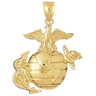 New 14k Yellow Gold USMC Insignia Emblem Pendant | eBay