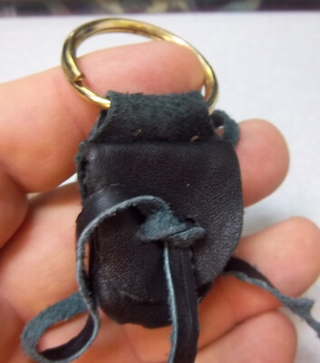 Hand made Saddle bag style keychain, with laces and brass key ring ...