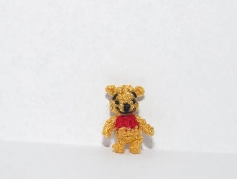 Micro Crochet Bear Tiny Miniature Teddy Bear Dollhouse OOAK Bear 0.4 ...