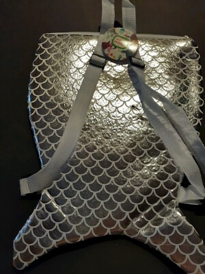 Mermaid Tail Backpack Large Girls Silver Iridescent | eBay