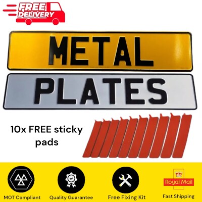 Metal Pressed Number Plates x2 Aluminium Embossed MOT Compliant ...