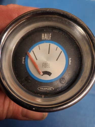 Vintage Teleflex Blueline Fuel Level Gauge Boat Marine Dash Gauge Metal ...