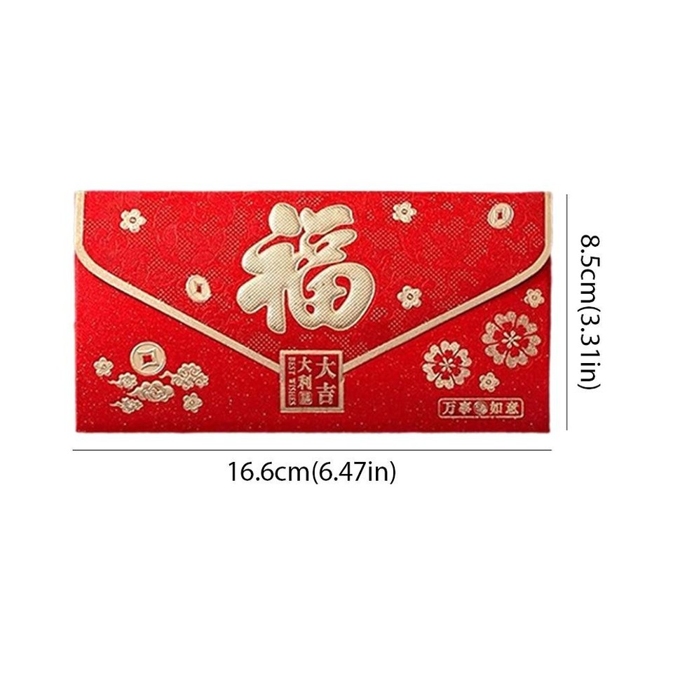 6pcs Thick Red Chinese Long Angpao/ampao Envelope Gold-stamped Red ...