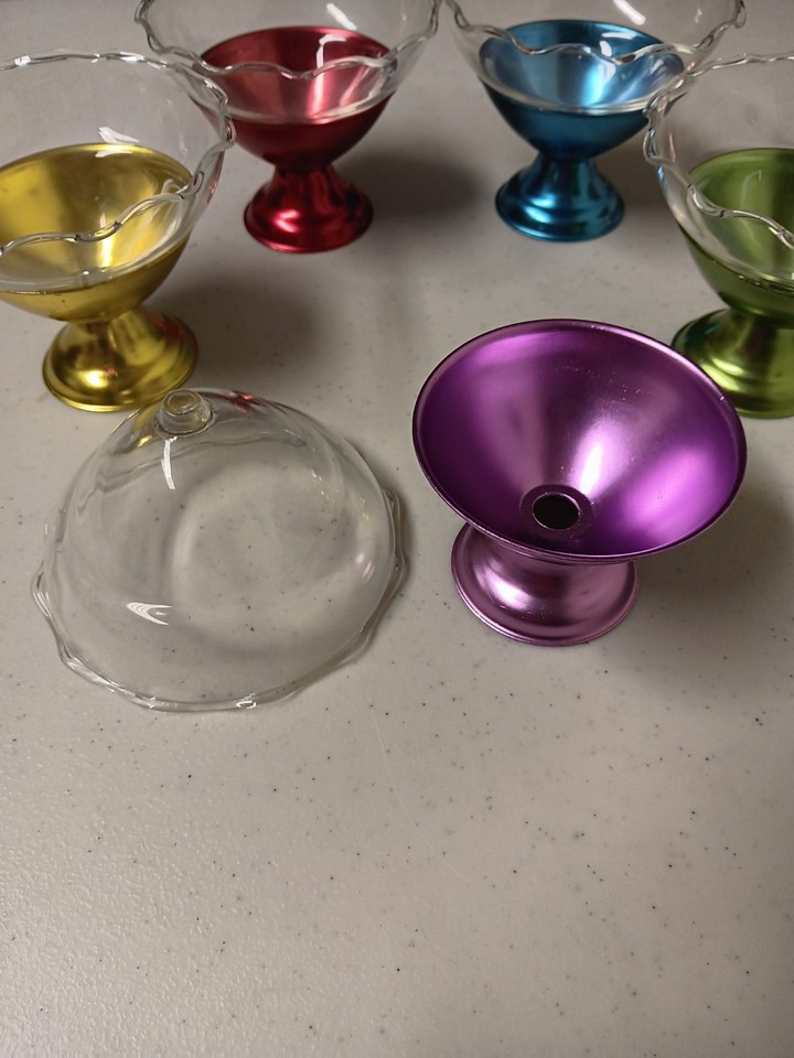 Vintage Colorama Anodized Aluminum Glass Sherbet Dishes 8 Different ...