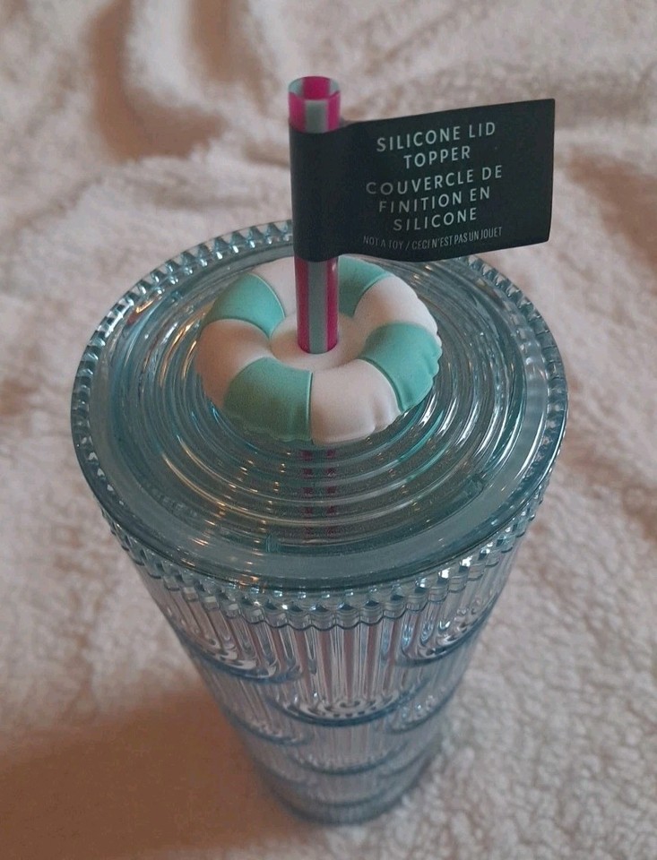 Starbucks 2025 Summer Beach Pool Floaty Straw Topper Pink Blue 24 oz Cold Cup | eBay