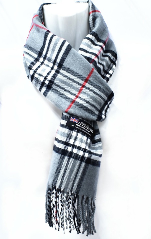 Mens Womens Wool Check Scarf Scotland Made Warm Plaid Wool 100% ...