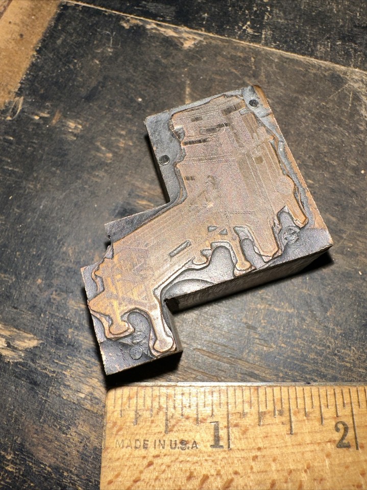 Print Block “ Printing Machine Press “ Early Copper Face Block! | eBay