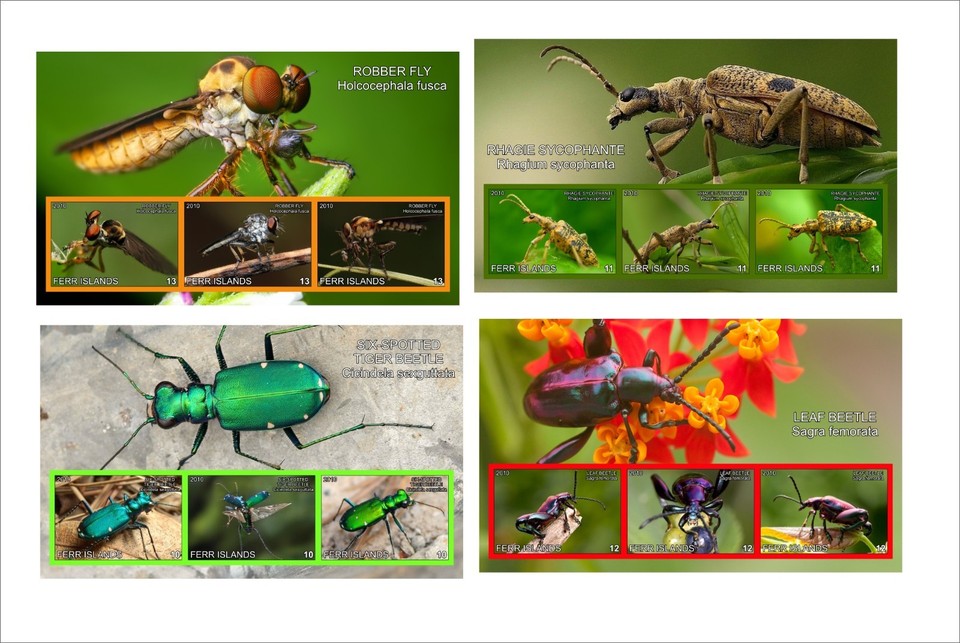 STAG BEETLE FLY INSECT BUGS 8 SOUVENIR SHEETS MNH UNPERFORATED | eBay