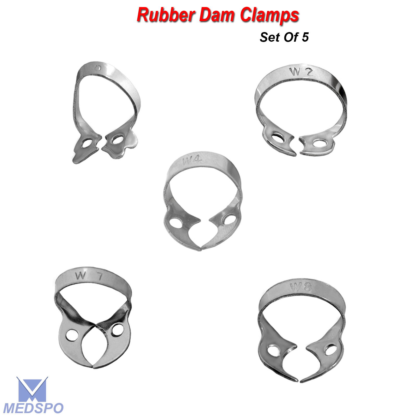Orthodontic Rubber Dam Wingless Clamps Set of 5 Dentist Rubber Dam ...