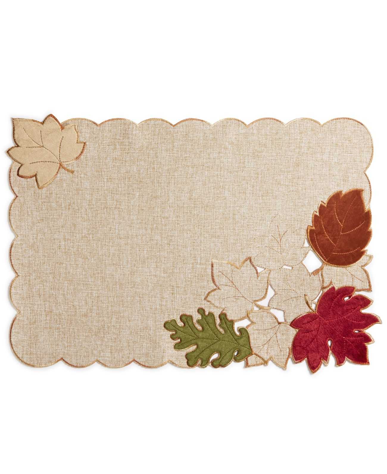 Elrene Serene Leaves Velvet Table Linens Placemat (Beige) | eBay