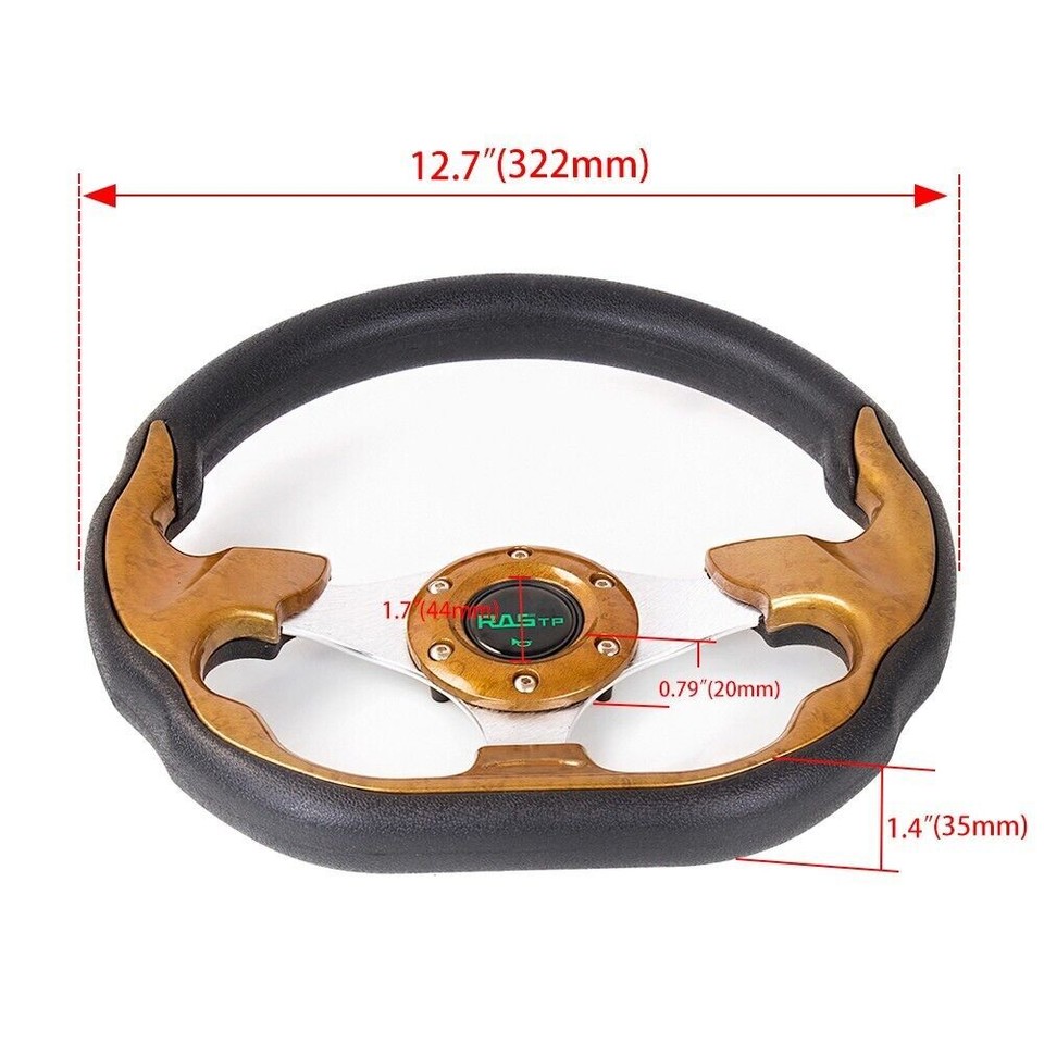 12.5" Marine Boat Steering Wheel with 3/4" Axle Hub Adapter Keyway 3 ...