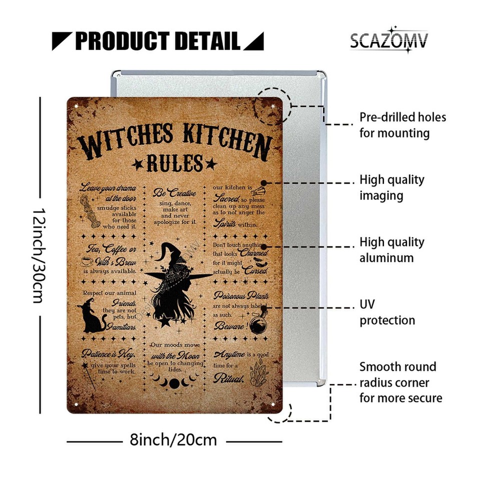Witches Kitchen Rules Metal Tin Signs Vintage Witches Kitchen Decor ...