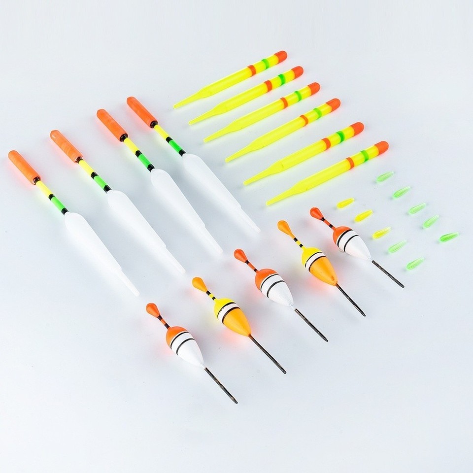 15 Piece Fishing Float Bobbers Set Plastic with Foam for Different Fish ...