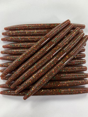 12ct 6'' Inch Root Beer Senko Style Stick Bait Soft Plastic Bass ...